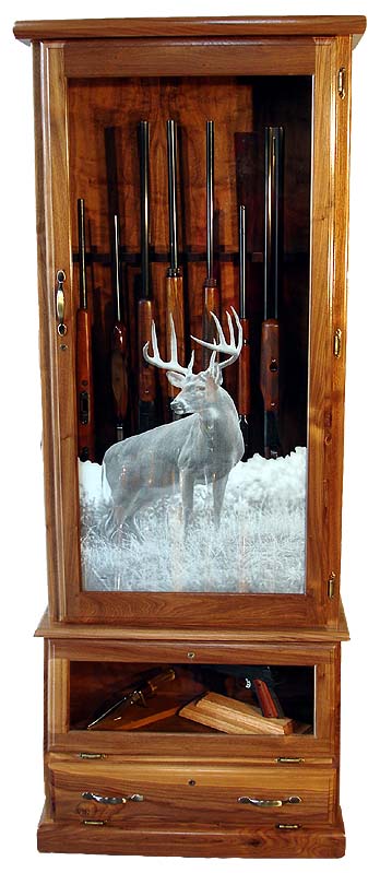 12-Gun Wood Gun Cabinet | Oak | Locking Pistol Display | Mada in USA ...